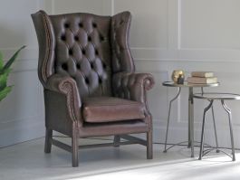 Manchester Leather High Wingback Chair | Vintage Fireside Armchair