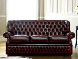 Monks Red Leather Chesterfield | The English Bed Company